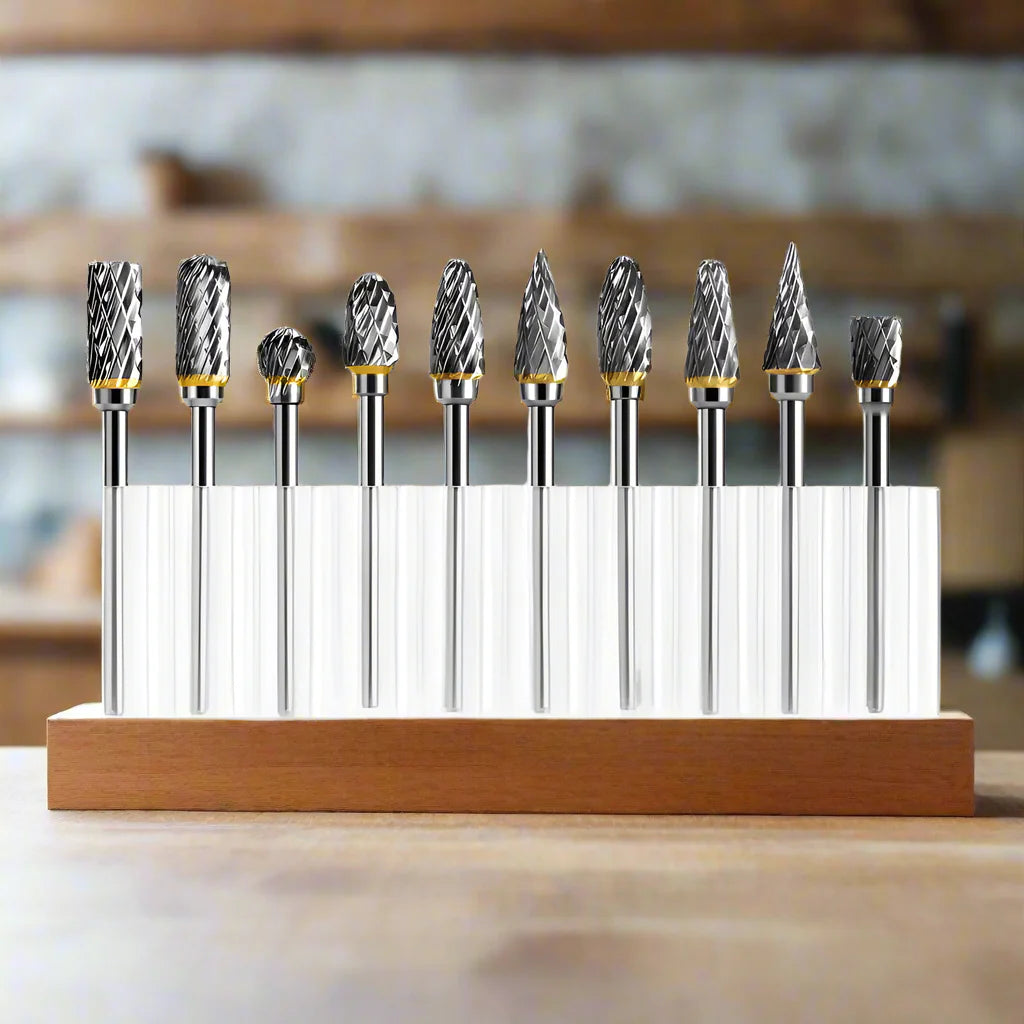 Tungsten Steel Rotary Tool Set - 10 Diamond Cut Milling Cutters with ...
